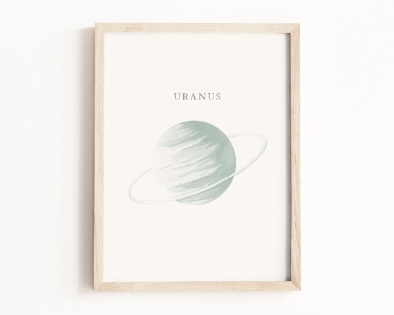 Uranus Art Print Planets Watercolor Painting Space Wall - Etsy