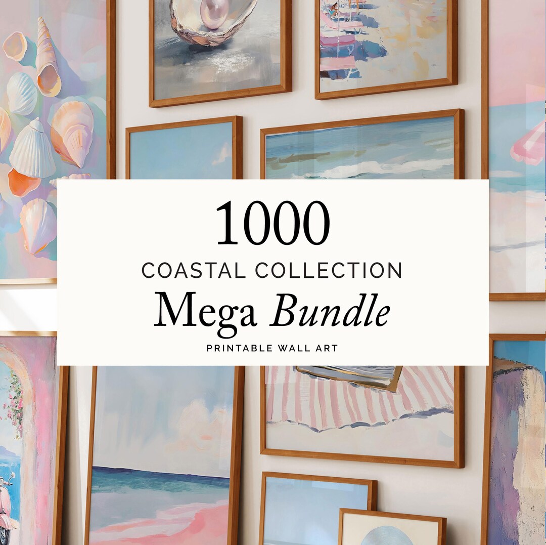 Coastal Wall Art Print Set | 1000 Beach Prints Mega Bundle (digital ...