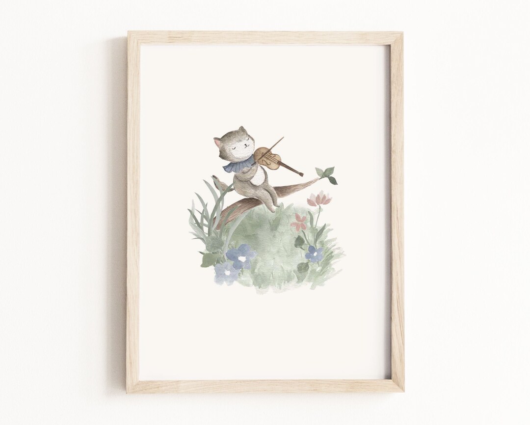 Cat & the Fiddle Art Print • Mother Goose Watercolor Painting ...