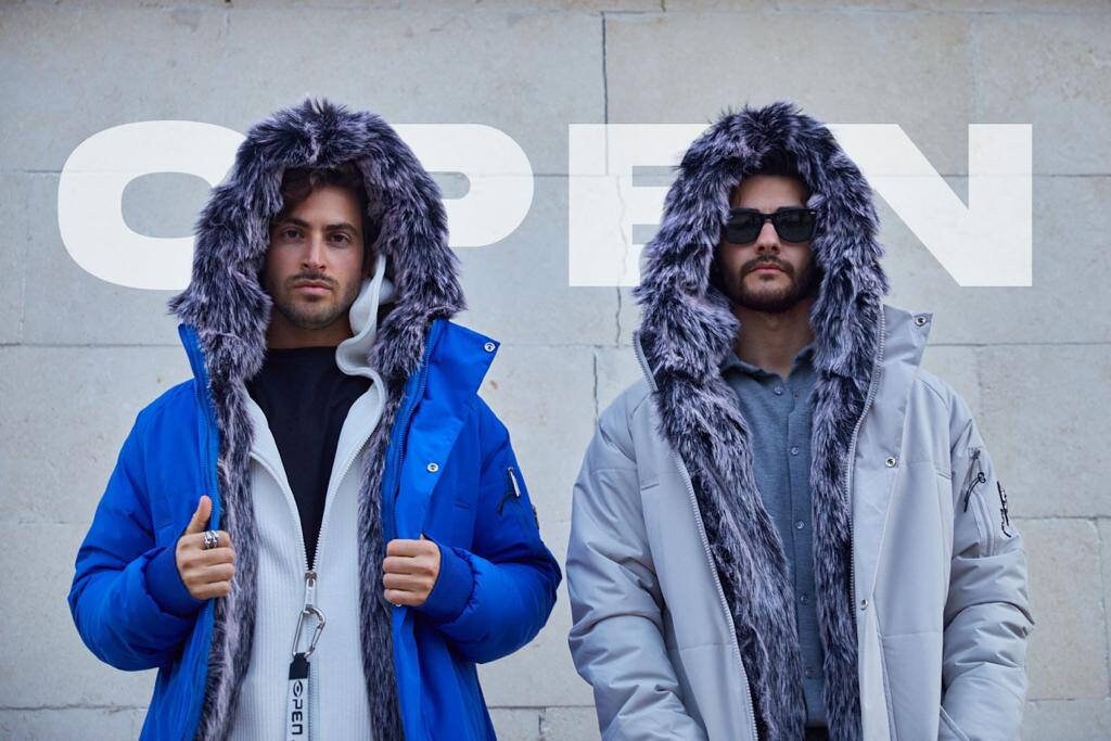 Mens Long Parka Blue and Milk Colors, Warm Winter Luxury Parka, Men's ...