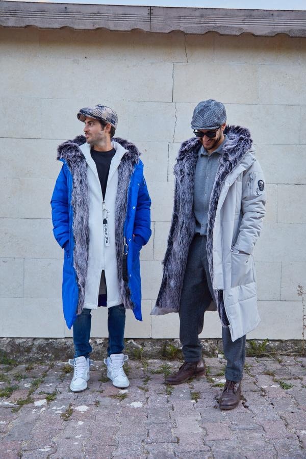 Mens Long Parka Blue and Milk Colors, Warm Winter Luxury Parka, Men's ...