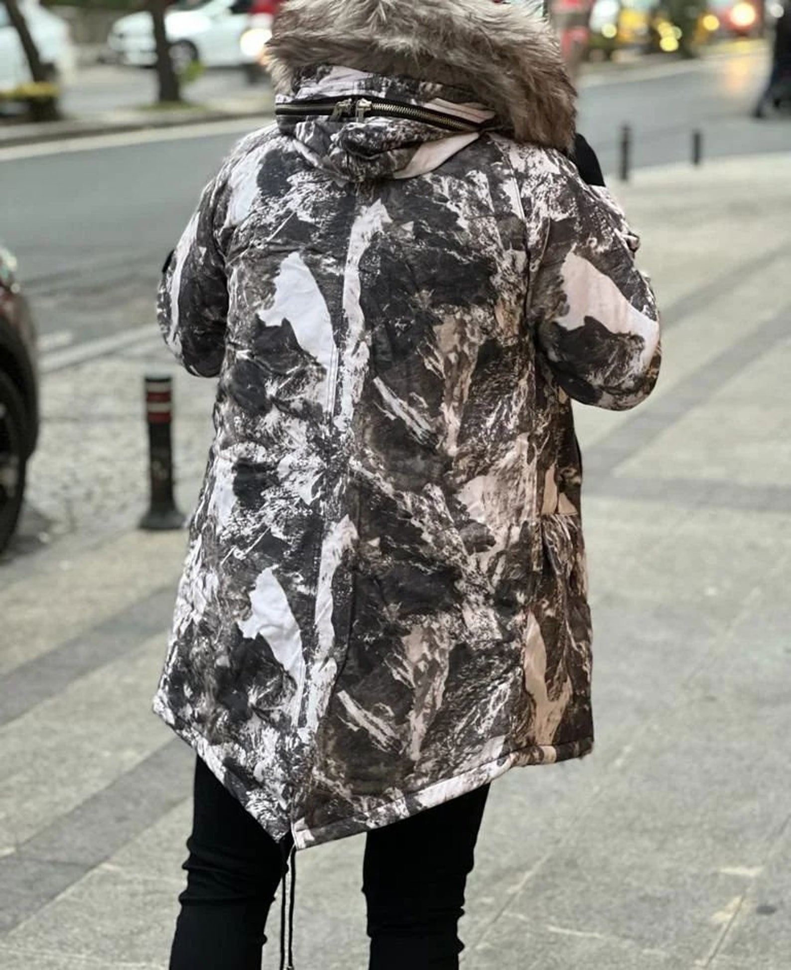 Mens Long Parka White-black Colors, Warm Winter Luxury Parka, Men's ...