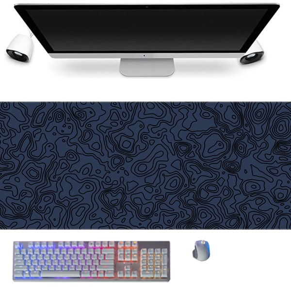 Blue Topographic Desk Pad - Etsy