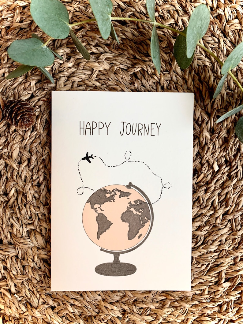 Grußkarte Gute Reise Karte mit Weltkugel - Etsy.de