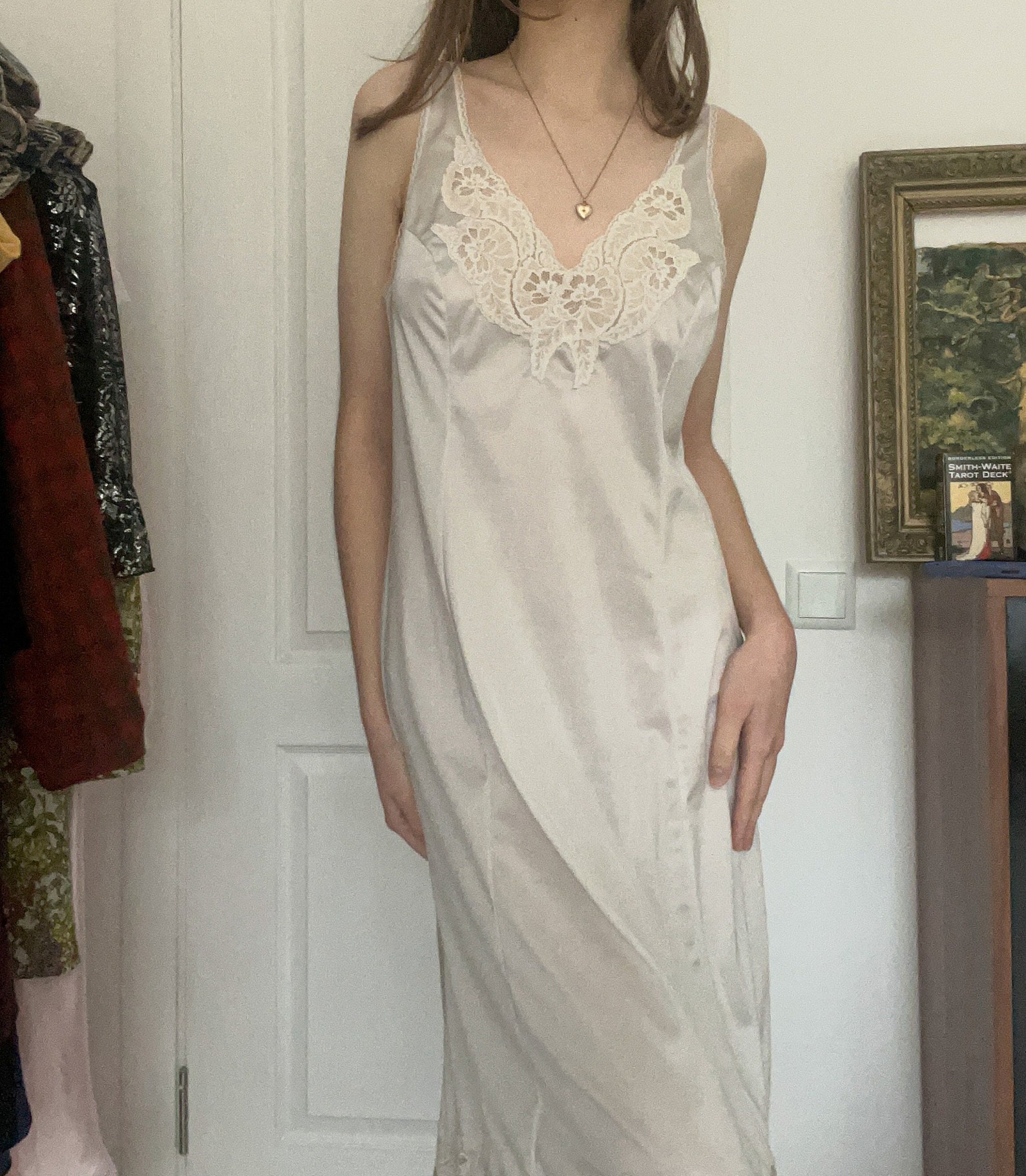 Vintage 90s Valisere Silver Satin Nightgown - Etsy