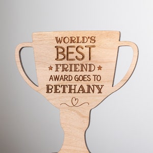 Worlds Best Friend Wooden Trophy Award Gift for Friends Mates Birthday ...