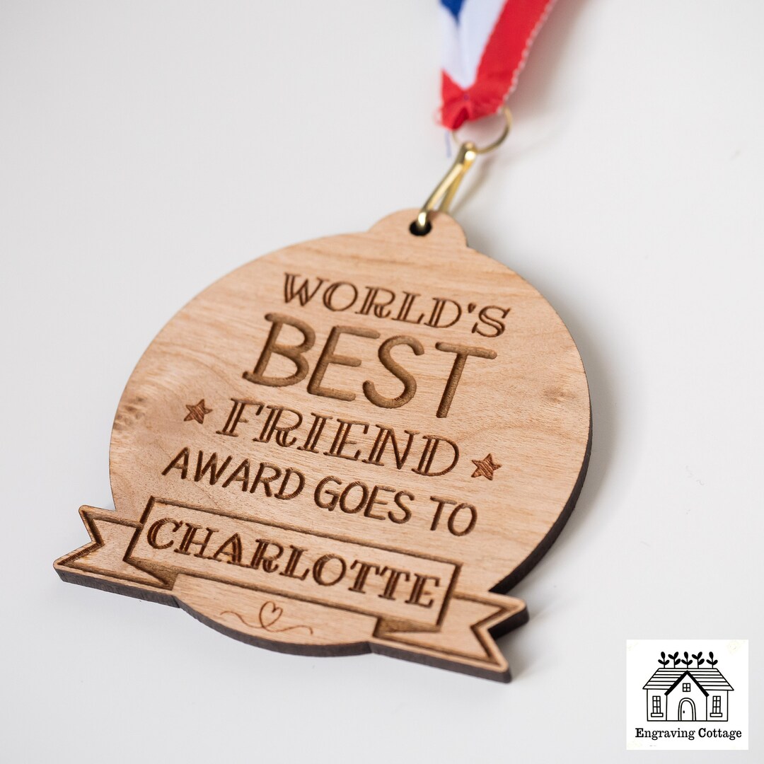 Worlds Best Friend Wooden Medal Award Gift for Friends Mates Birthday ...