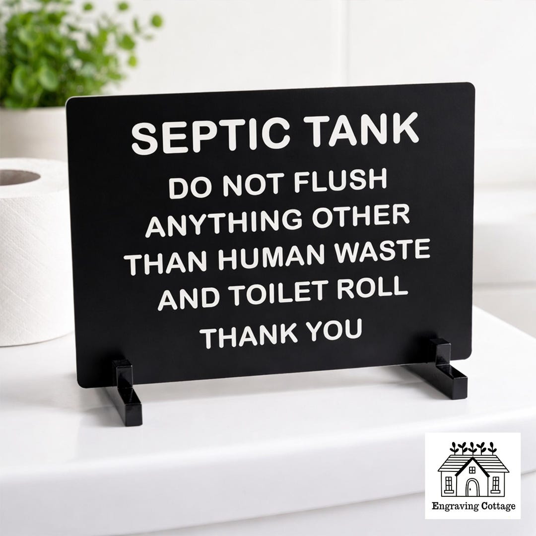 Septic Tank Toilet Sign | Do Not Flush Sign | Bathroom Septic Notice ...