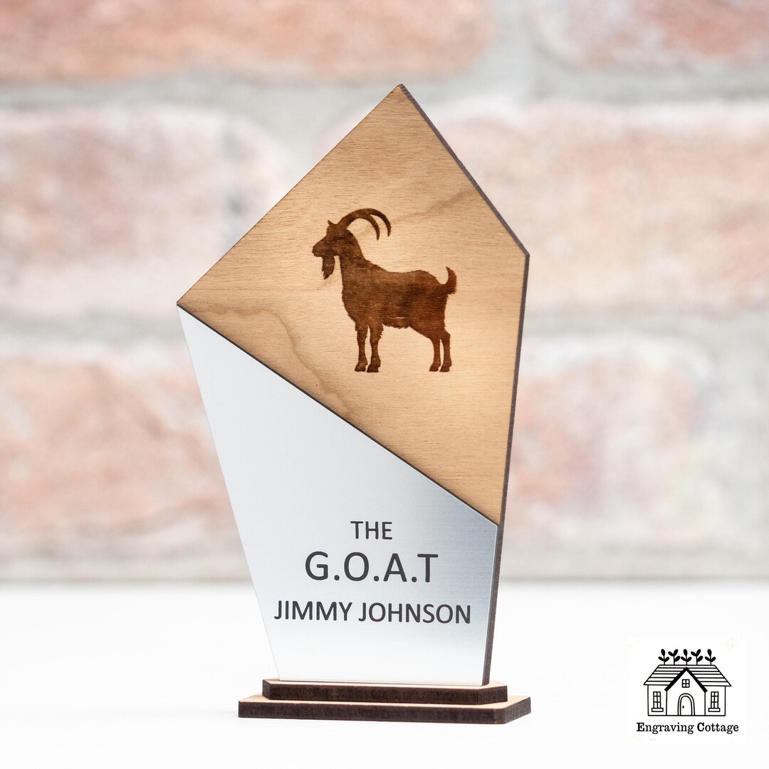 The G.O.A.T. Engraved Trophy Award With Wording, Funny Joke Gift ...
