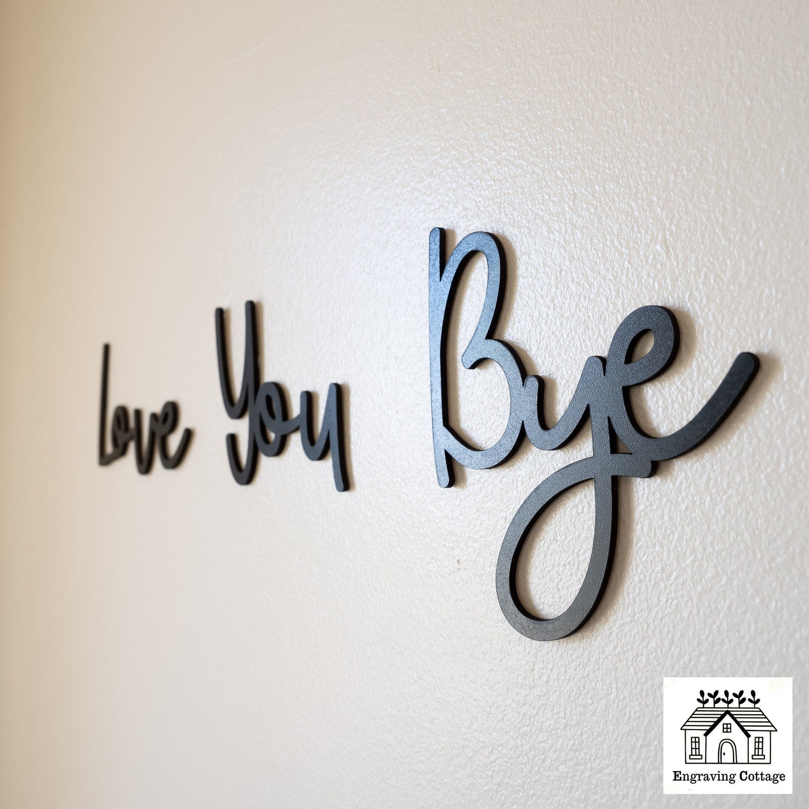 Love You Bye Wooden Script Sign Entryway Hallway Sign Letters Painted ...