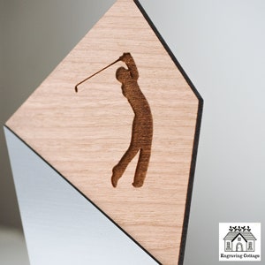 Engraved Wooden GOLF Trophy Award With Logo & Wording - Etsy UK