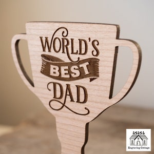 Worlds Best Dad Wooden Trophy Award Gift for Dad Birthday Fathers Day ...
