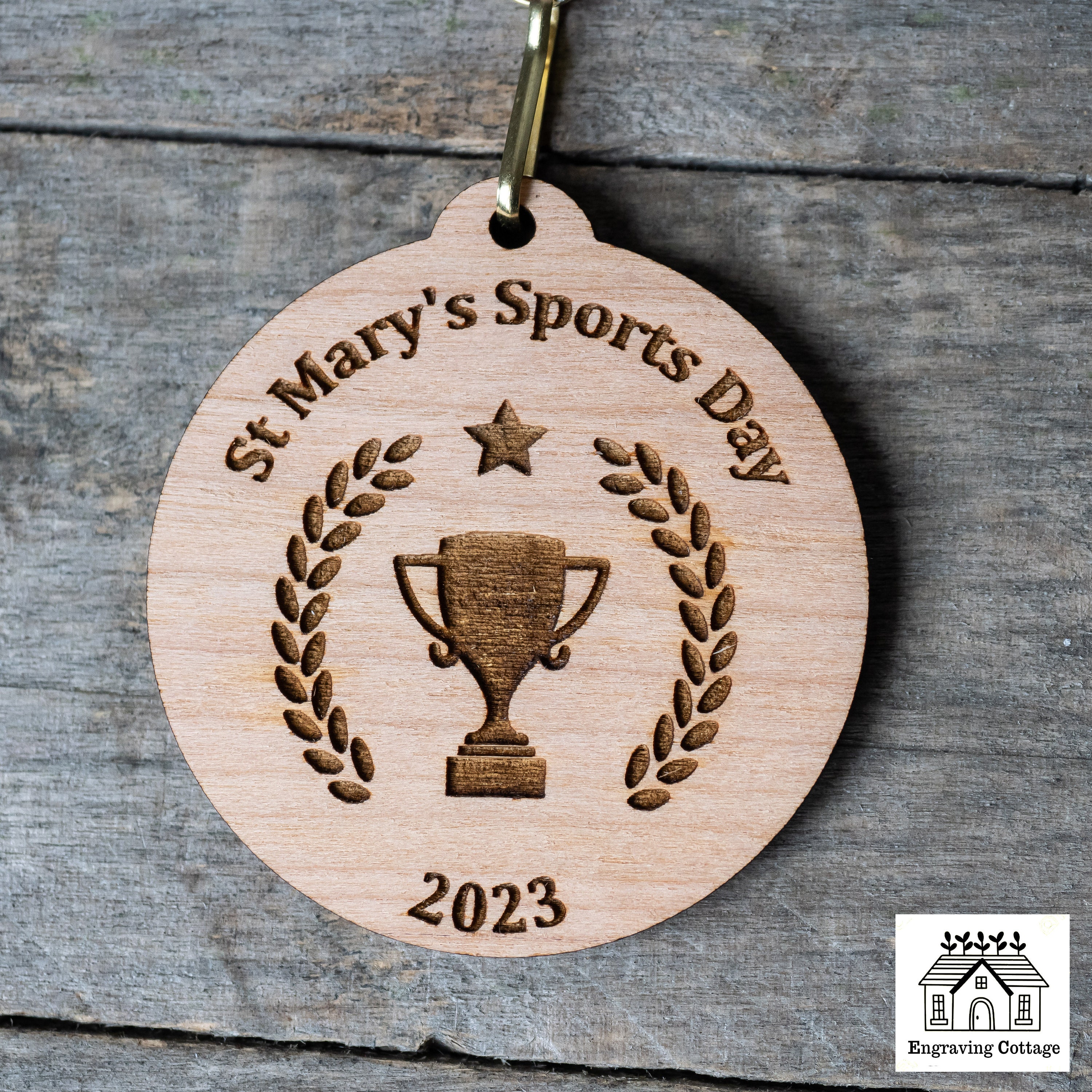 Wooden Sports Day Medals 55mm Comes Complete With Ribbon School Sports ...