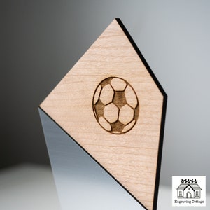 Engraved Wooden Football Trophy Award With Logo & Wording for Schools ...
