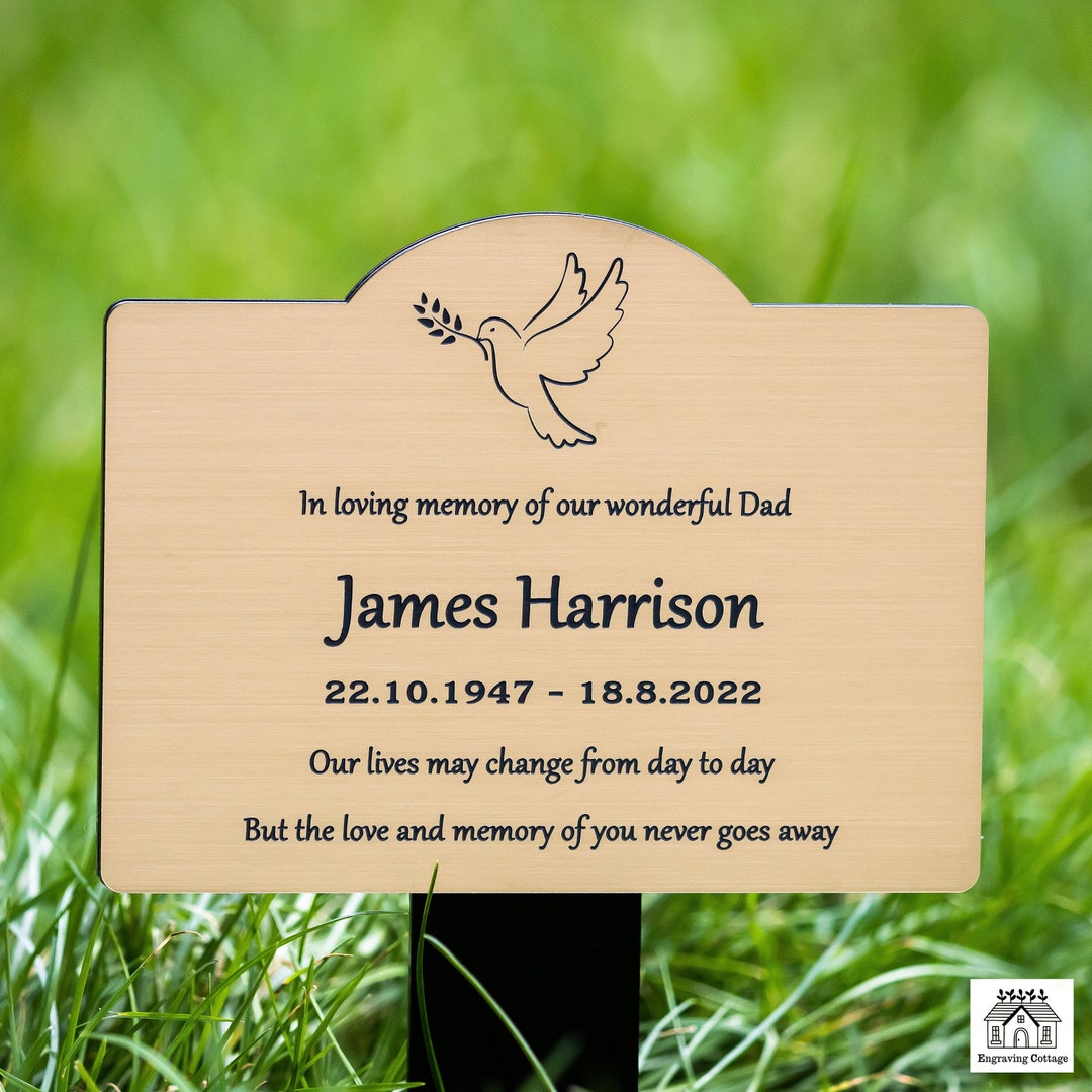 Engraved Memorial Plaque Tree / Grave Marker With Ground Spike / Stake ...