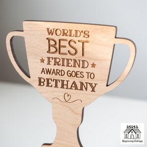 Worlds Best Friend Wooden Trophy Award Gift for Friends Mates Birthday ...