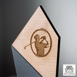 Engraved Wooden Golf Trophy Award With Logo & Wording for Golf Clubs ...