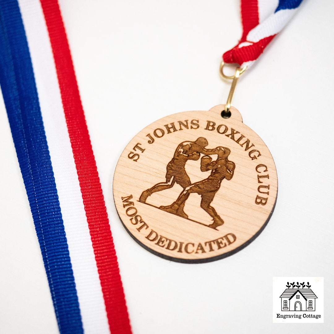 Wooden BOXING Medals 55mm Complete With Ribbon for Boxing Clubs ...