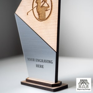 Engraved Wooden Golf Trophy Award With Logo & Wording for Golf Clubs ...
