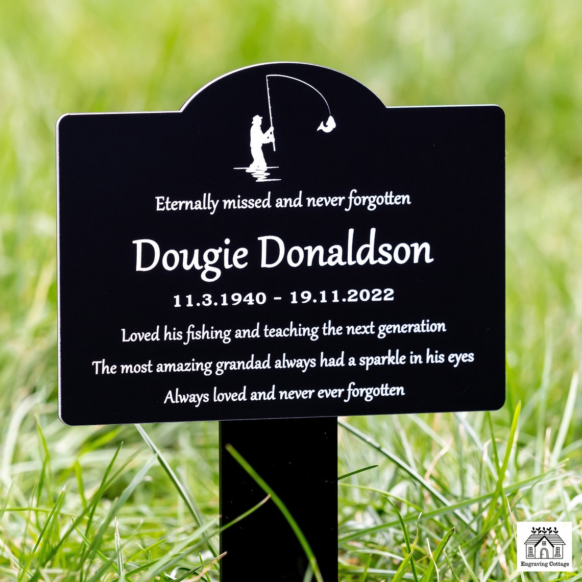 Engraved Fisherman Memorial Plaque Grave / Tree / Plant Marker With ...