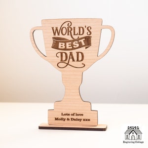 Worlds Best Dad Wooden Trophy Award Gift for Dad Birthday Fathers Day ...