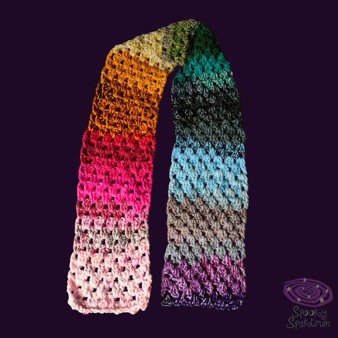 Scrappy Scarf, Colorful Handmade Crochet Scarf, Retro Vintage Style - Etsy