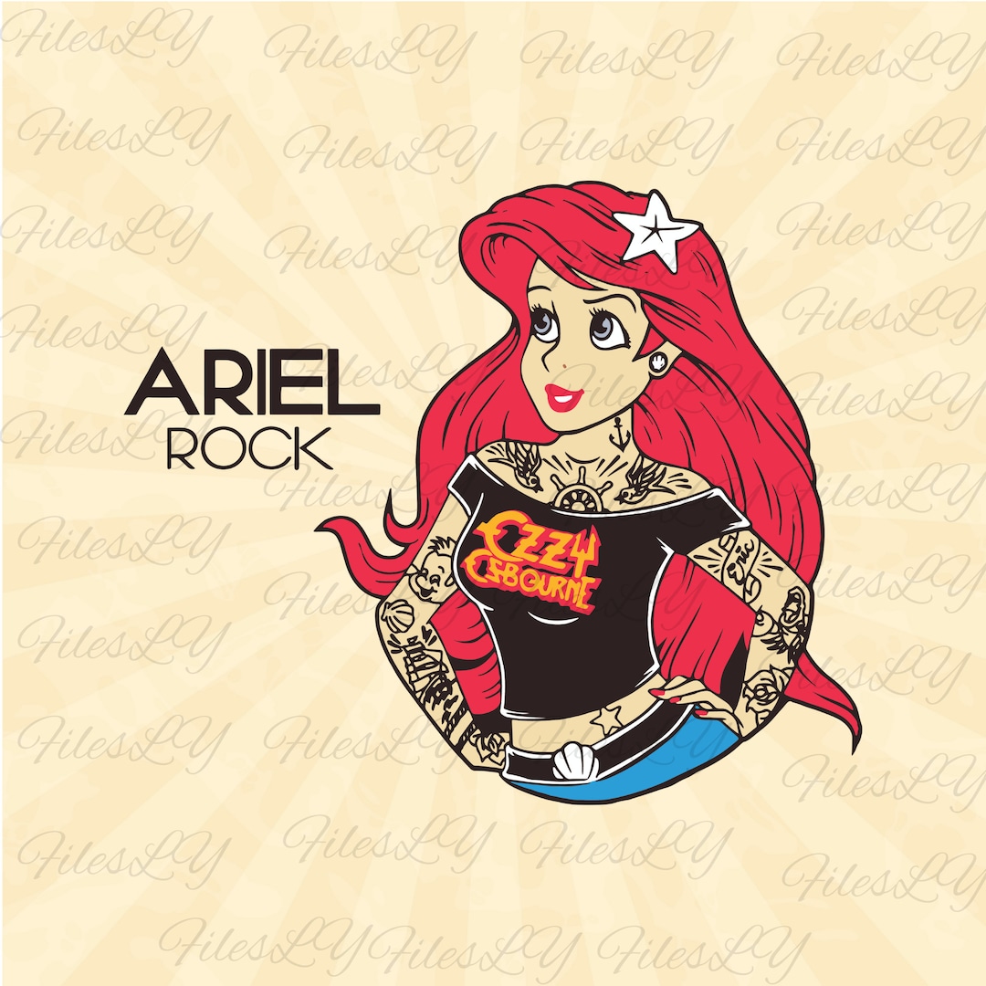 The Little Mermaid Princess Ariel SVG, Ariel Rock Svg, Ariel Silhouette ...
