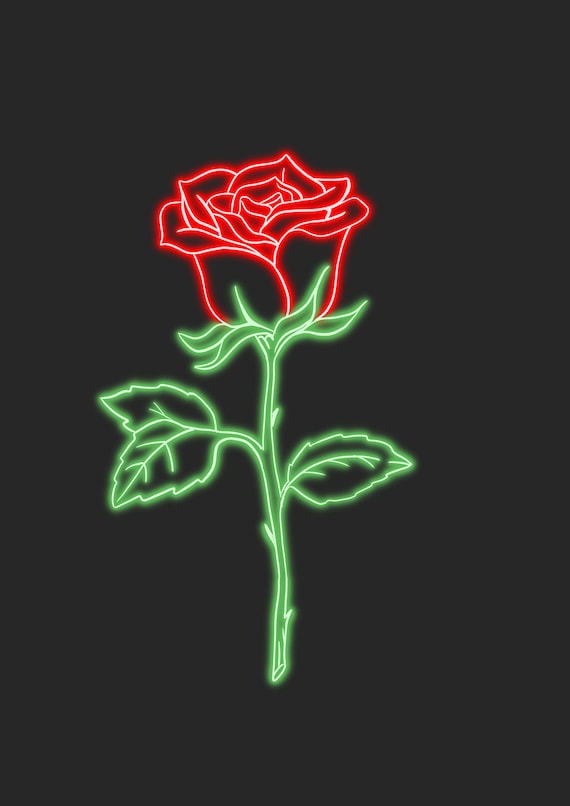 Neon Rose Printable - Etsy