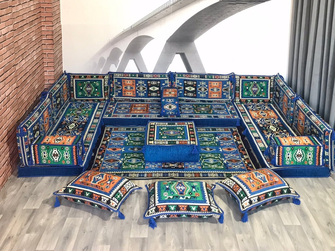 U Shaped Moroccan Sofa Set,arabic Sofa Floor Seating Set,floor Pillow ...