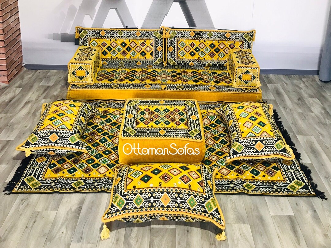 Arabic Floor Seating Sofa Set, Arabic Majlis Sofa, Traditional Kilim ...