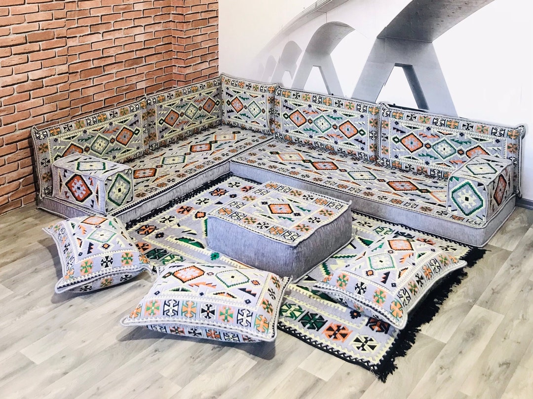 L Shaped Arabic Floor Sofa ,arabic Majlis Sofa With Armrest Cushion ...