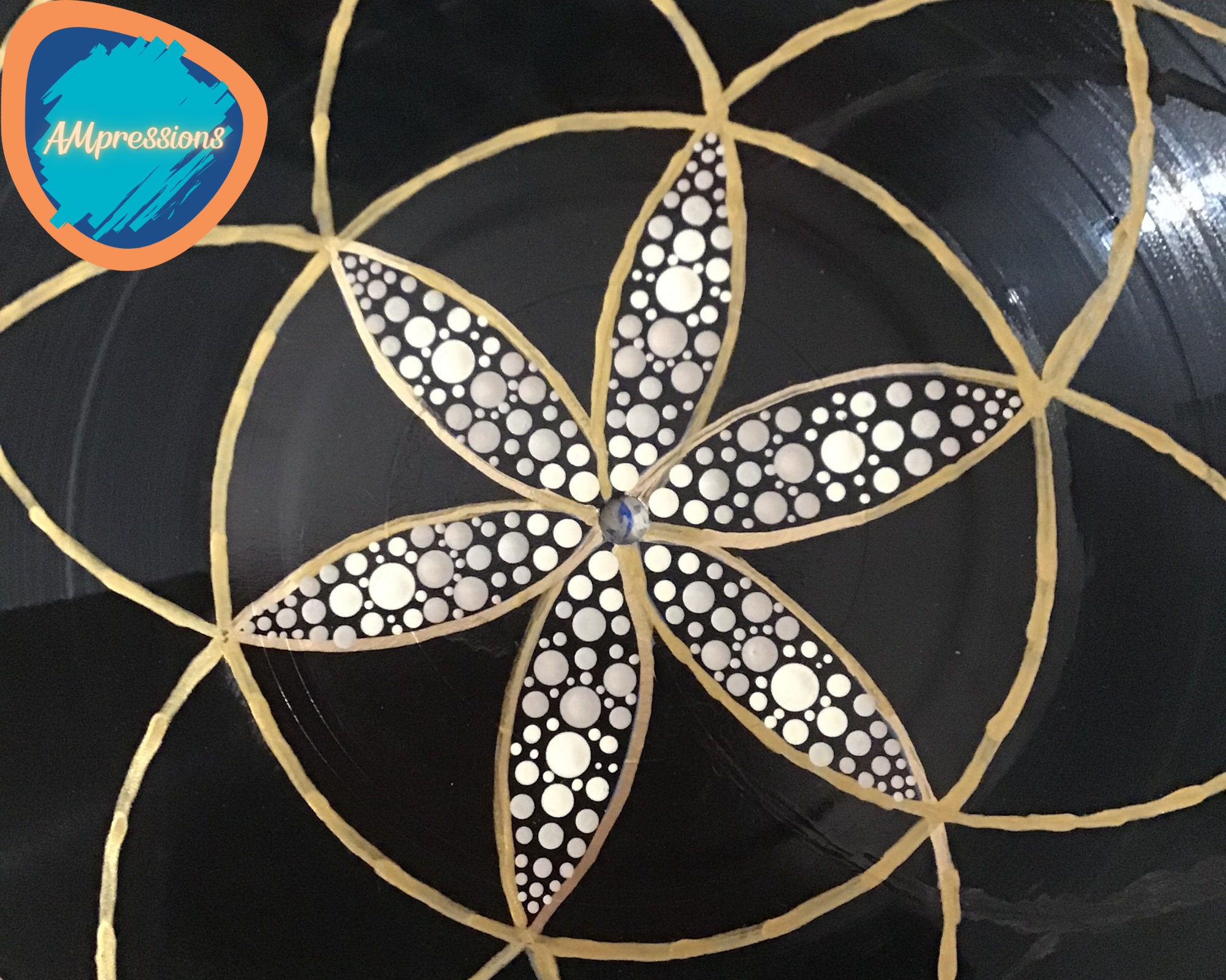 Pink Painted Mandala Record, Painted Vinyl Decor, Upcycled Art, Unique ...