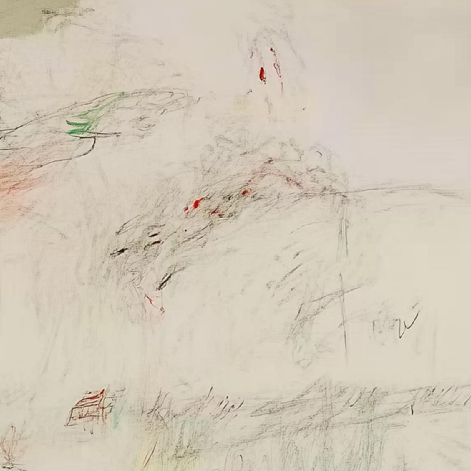 Cy Twombly Style Minimalist Scribble Oil Painting, Large White Abstract ...
