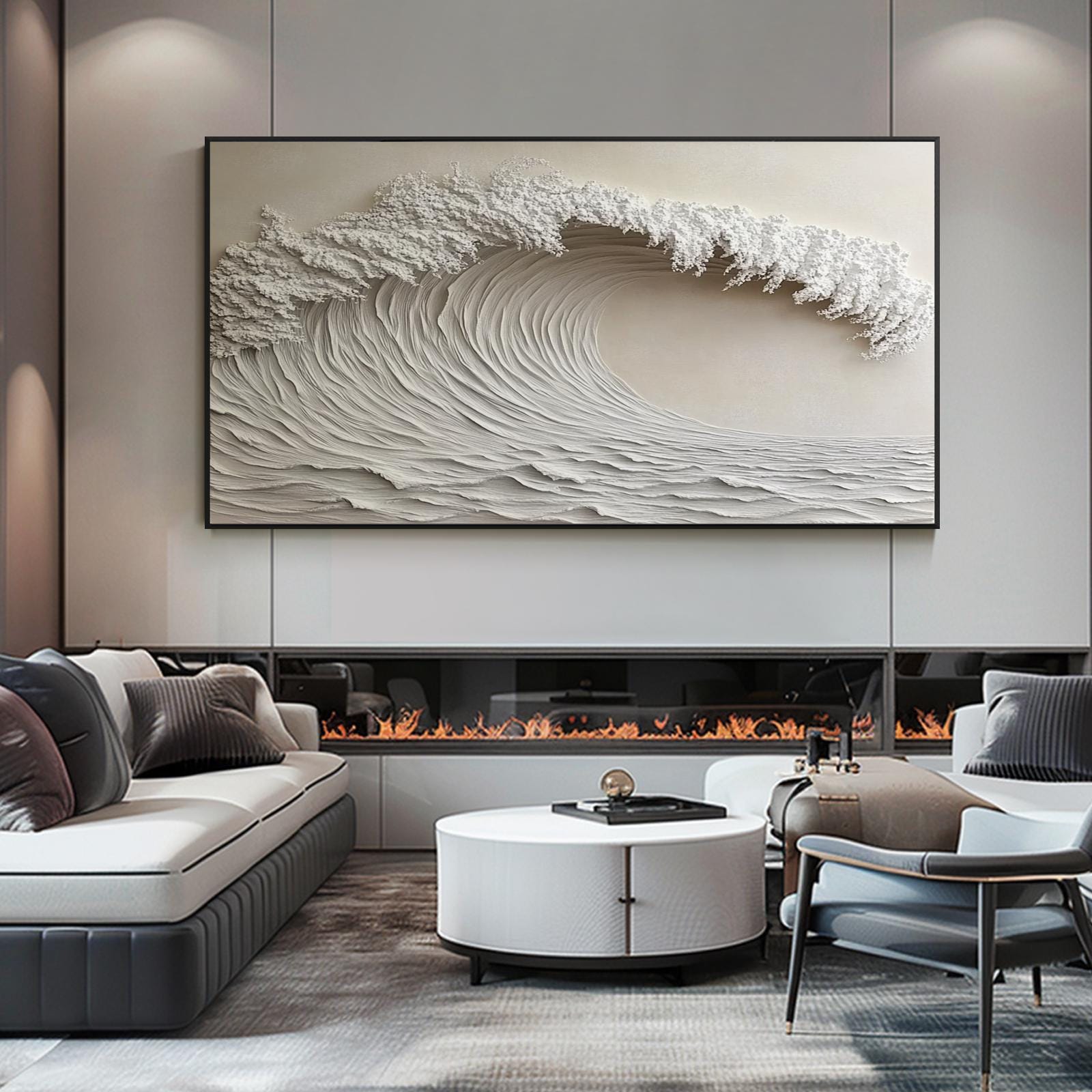 Large 3D Ocean Wave Wall Art, Textured White Surf Design, Stunning ...