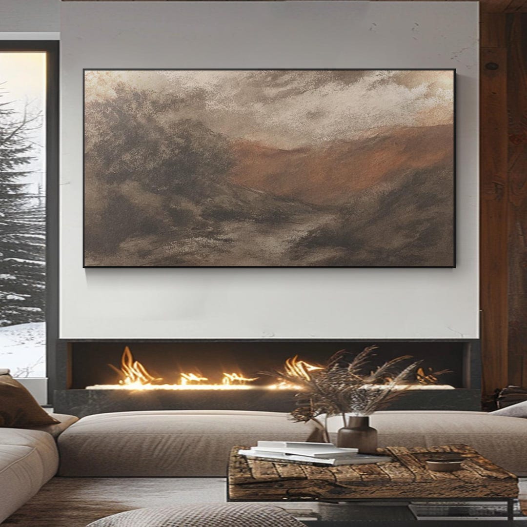 Silent Valley – Original Hand-painted Oil Painting on Canvas, Brown ...