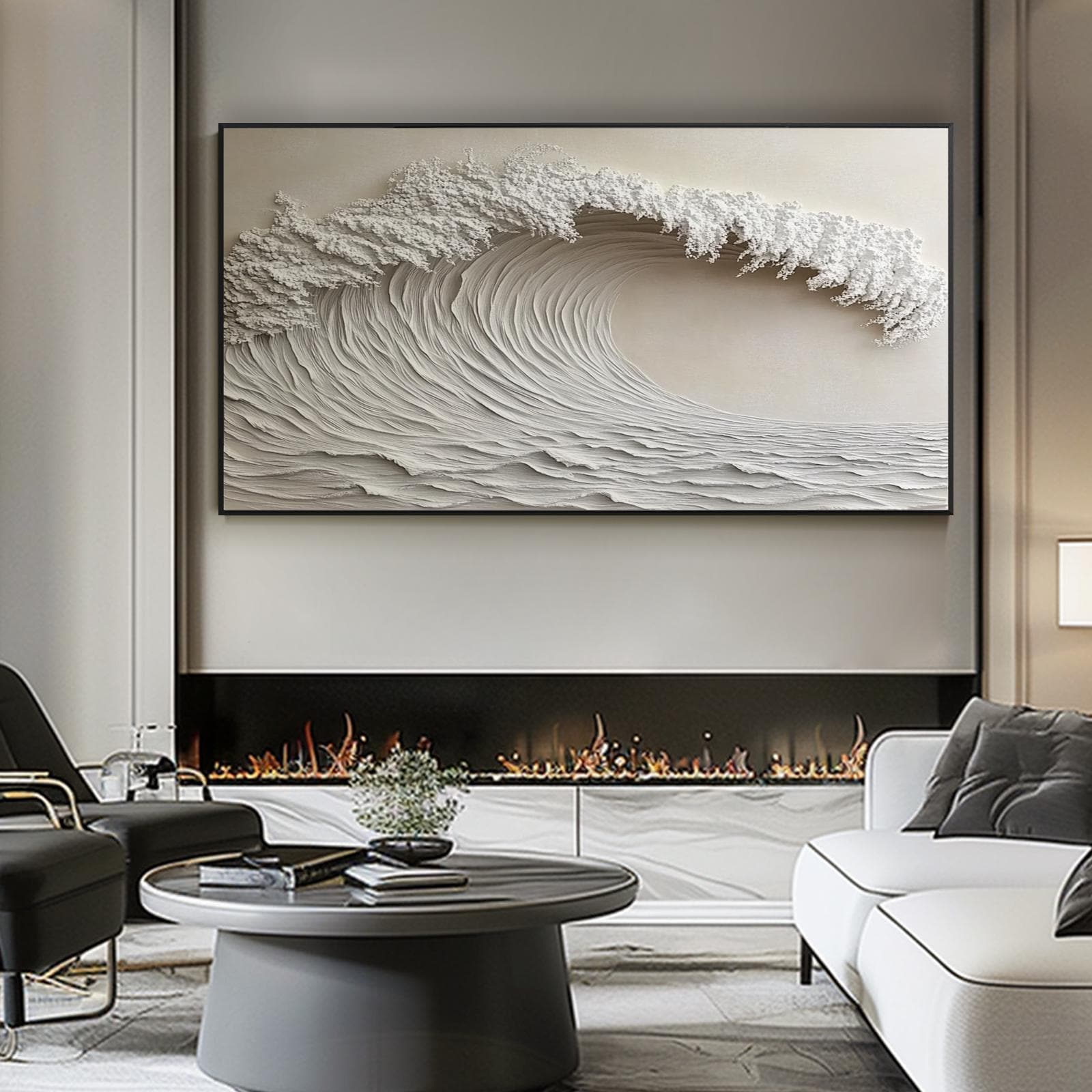 Large 3D Ocean Wave Wall Art, Textured White Surf Design, Stunning ...