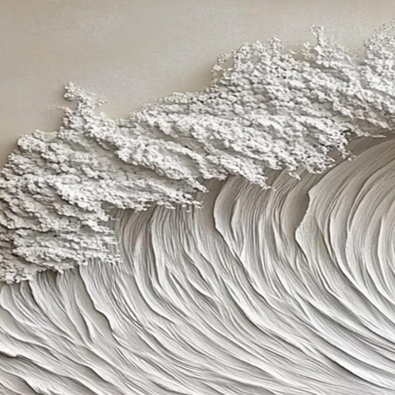 Large 3D Ocean Wave Wall Art, Textured White Surf Design, Stunning ...