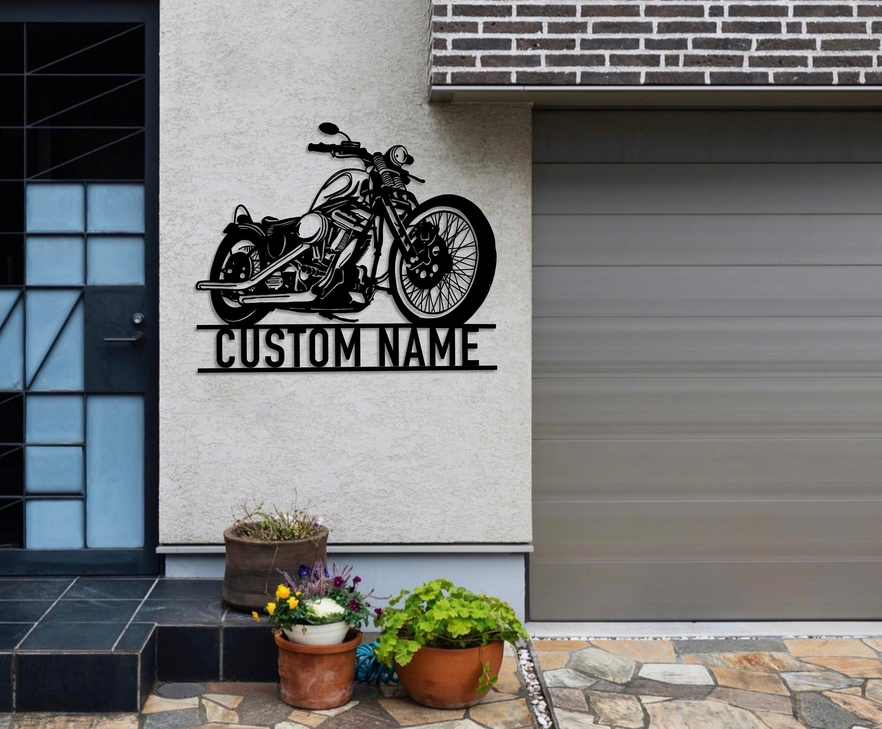 Custom Motorcycle Garage Sign Metal Wall Art, Personalized Name Man ...