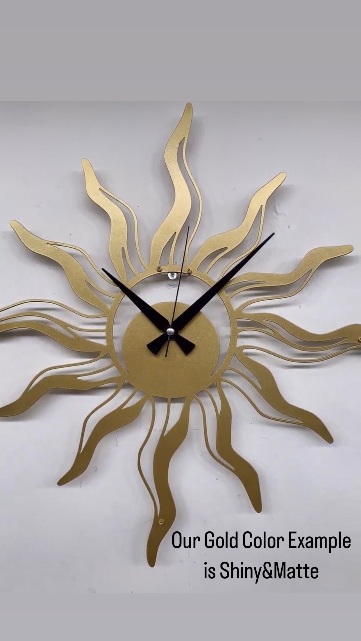 Sun Wall Clock Boho Wall Decor Metal Sun Wall Clock Gold Wall Clock ...