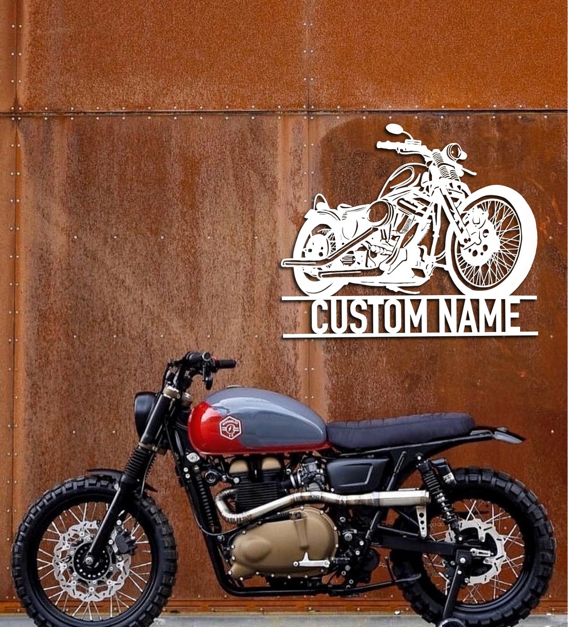 Custom Motorcycle Garage Sign Metal Wall Art, Personalized Name Man ...
