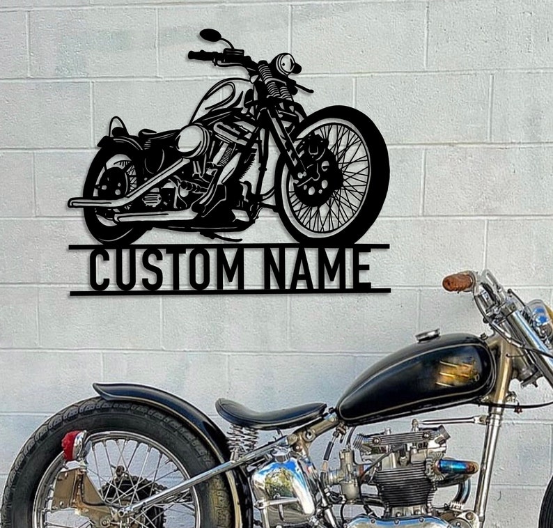 Custom Motorcycle Garage Sign Metal Wall Art, Personalized Name Man ...