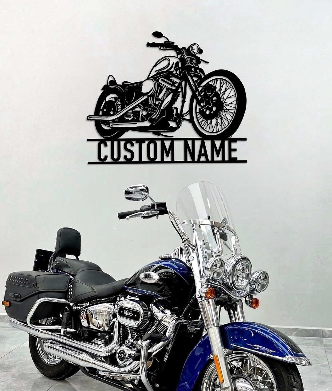 Custom Motorcycle Garage Sign Metal Wall Art, Personalized Name Man ...
