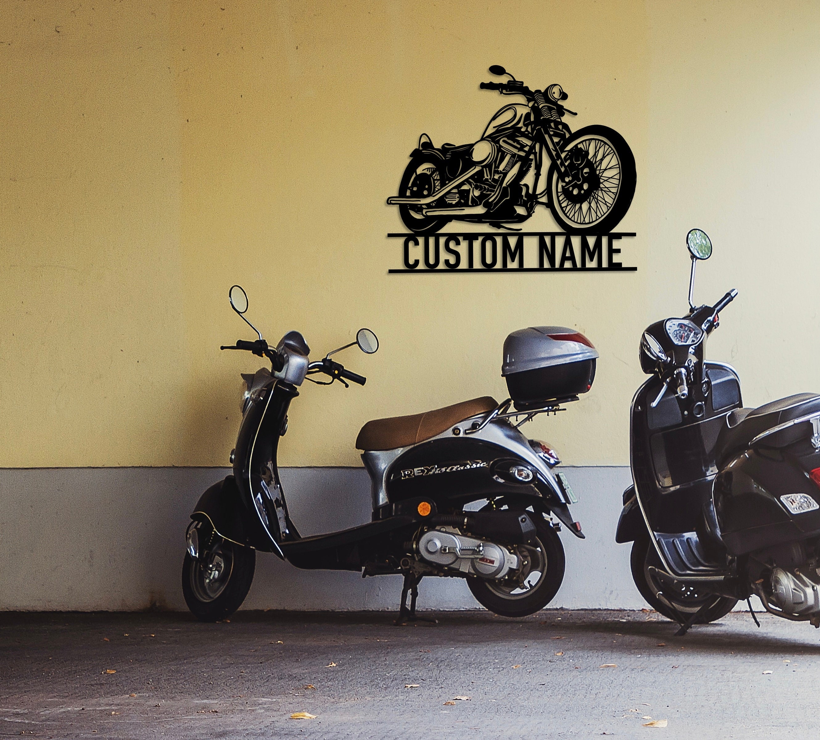 Custom Motorcycle Garage Sign Metal Wall Art, Personalized Name Man ...