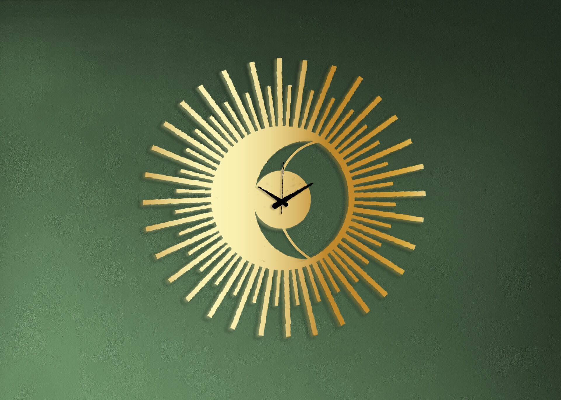 Sun Wall Clock Boho Wall Decor Metal Sun Wall Clock Gold Wall Clock Large Clock Horloge Murale ...