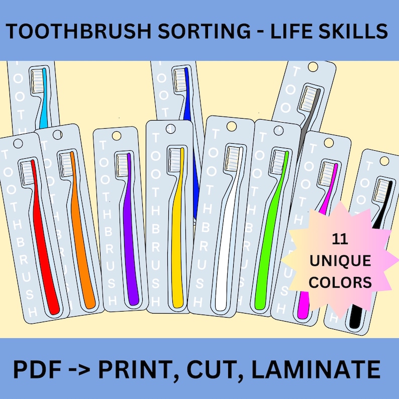 Toothbrush Sorting Activity Life Skills Resource Special Education ...