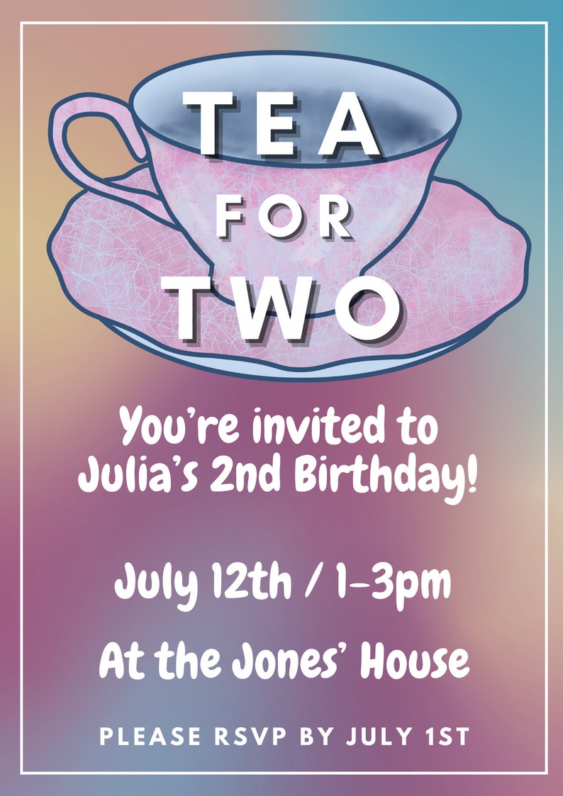 Tea for Two Invitation Editable Digital Download Tea Party - Etsy