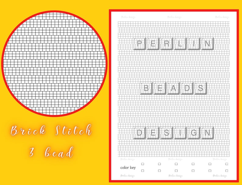 Brick Stitch Set of Graphic Paper. Brick Stitch 1,2,3 Cylindrical Beads ...