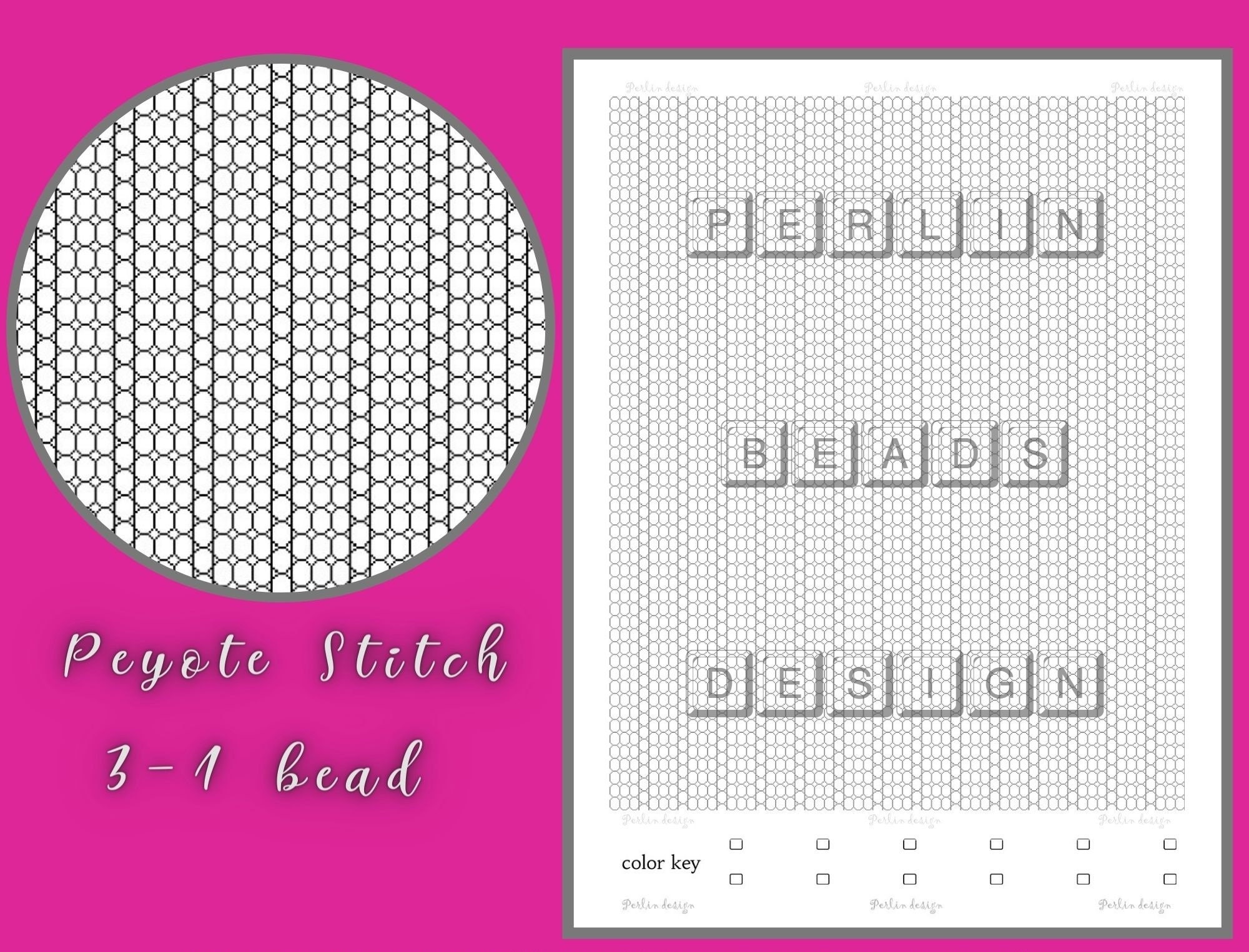 Peyote Stitch 5 Types of Pattern for Round Beads. Set of Graphic Paper ...