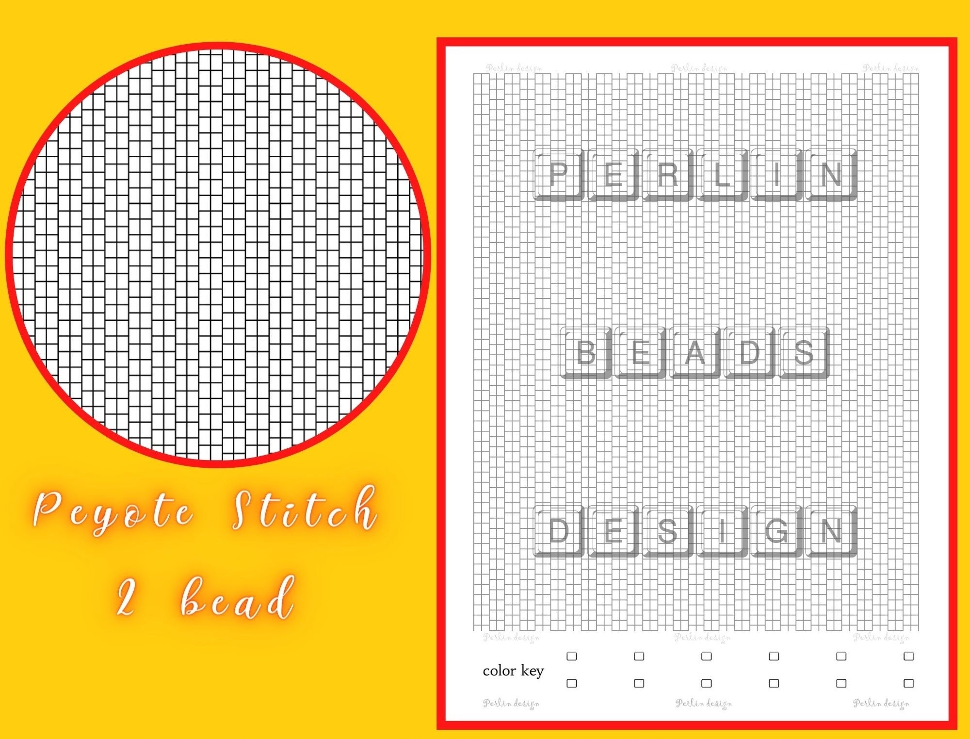 Peyote Stitch 5 Types of Pattern for Cylindrical Beads. Set of Graphic ...