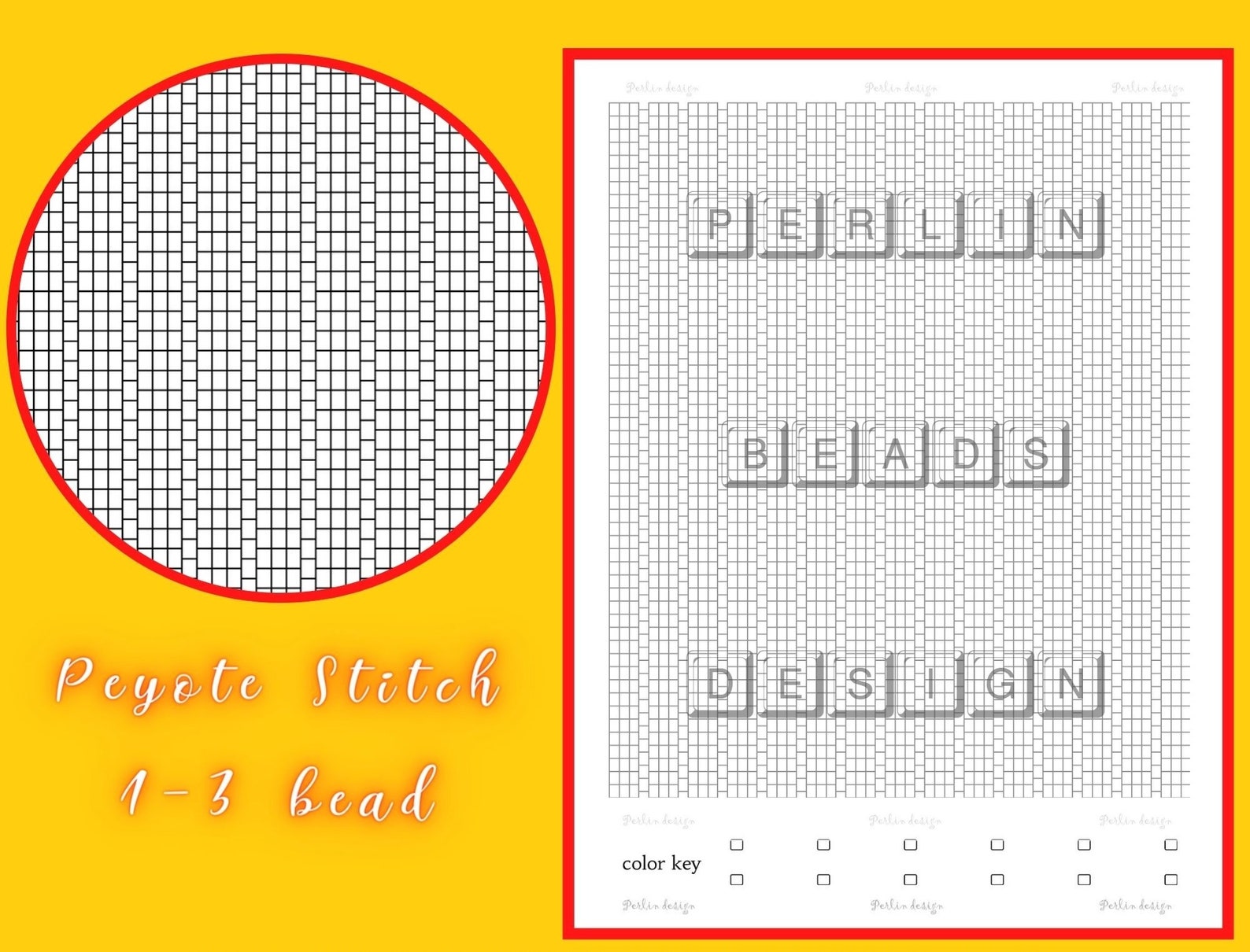Peyote Stitch 5 Types of Pattern for Cylindrical Beads. Set of Graphic ...